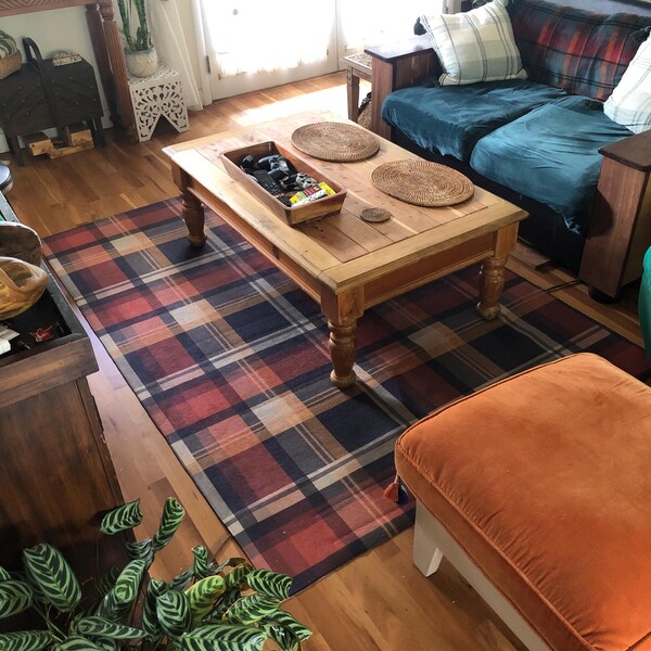 Vintage Christmas Plaid Indoor/outdoor Rug | Winter Front Porch Decor ...