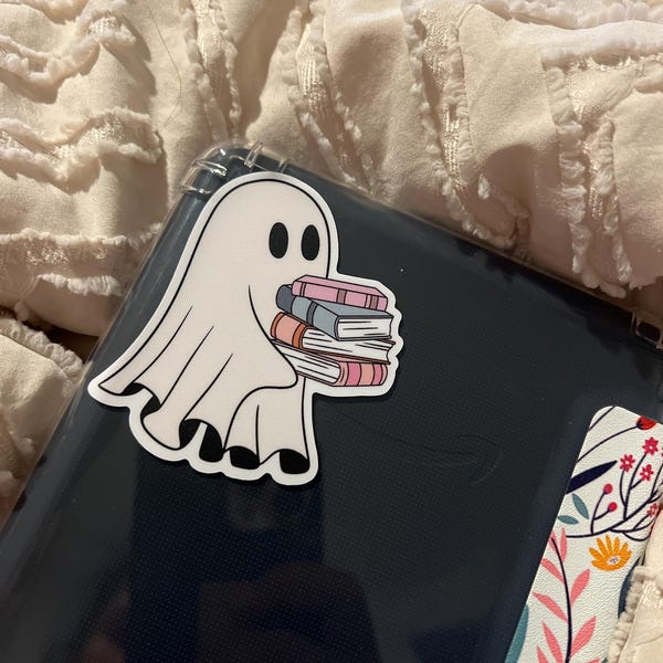 Ghost Reading Stickers, Teacher Halloween Sticker, Book Lover Sticker ...