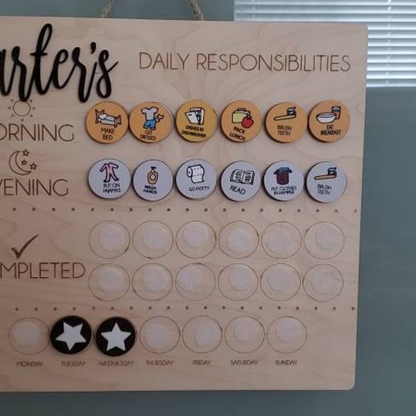 Personalized Childs Chore Chart With Pictures, Daily Toddler Routine ...