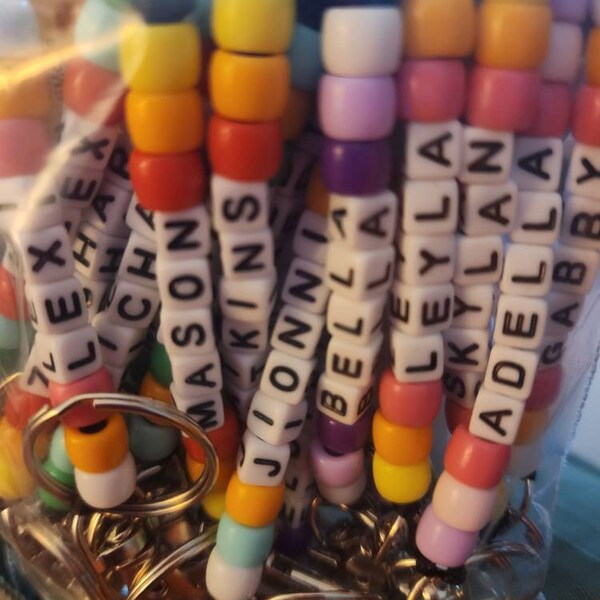 Personalized Name Keychains, Personalized Beaded Keychains, End of Year ...