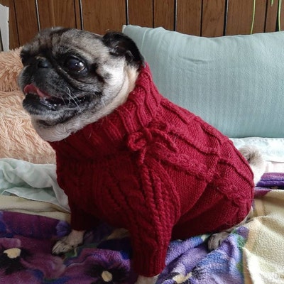 Cool Yellow and Black Sweater Pug Clothes Knitted Aran Sweater Dog ...