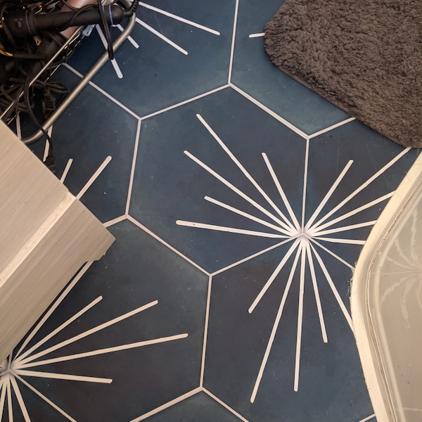 Hexagon Tokyo Tile Wall Stair Floor Self Adhesive Vinyl Stickers ...