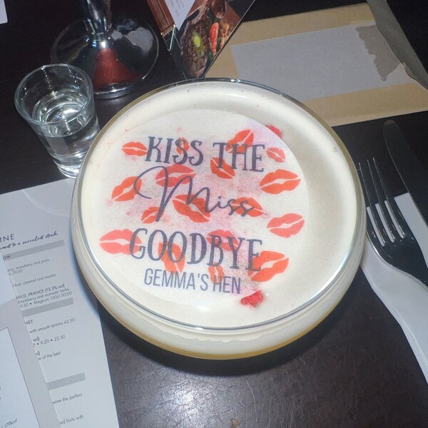 Personalised Kiss the Miss Edible Drink Toppers (1 Sheet) - Etsy UK