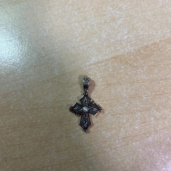 Byzantine Cross Solid Gold 14K or 18K With Ruby or Blue Sapphire or ...