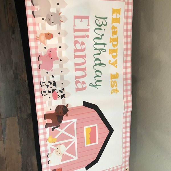 Farm Birthday Banner, Barnyard Party Decor, Barn Birthday, Farm Party ...