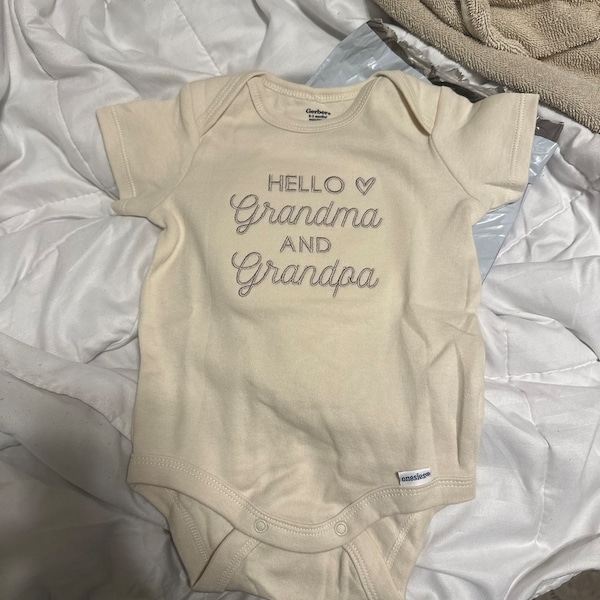 Embroidered Hello Grandma and Grandpa Baby Onesies®, Grandma and ...
