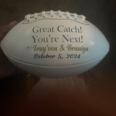 Custom Great Catch Youre Next Football for Wedding Garter Toss ...