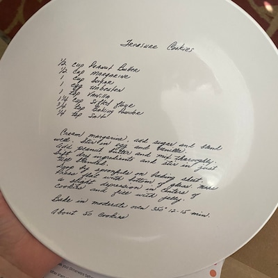 Handwritten Recipe on Plate Custom Platter With Your Family Recipe ...