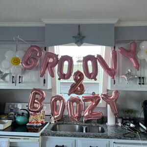 Groovy & Boozy Balloon Banner Dazed and Engaged Bachelorette Boozed and ...