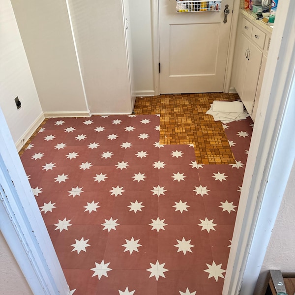 Red Earth Stars Tile Stickers, Suitable for Wall and Floor, Peel ...