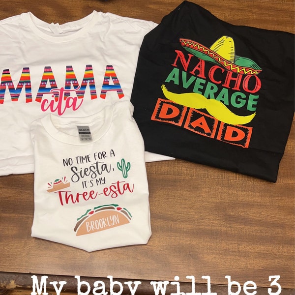 Three Esta Taco Third Birthday, Fiesta 3rd Birthday T-shirt, Taco Tuesday Birthday T-shirt With ...