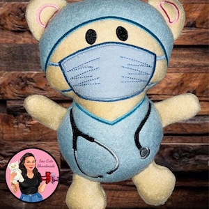 Doctor Nurse Medic Teddy Bear Stuffie ITH Embroidery Machine Pattern - Etsy
