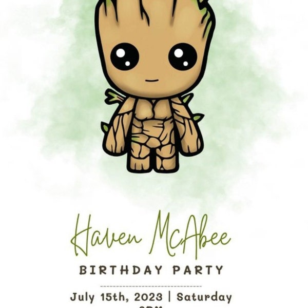 Groot Birthday Invitation Template: Printable Kids Party Invite ...