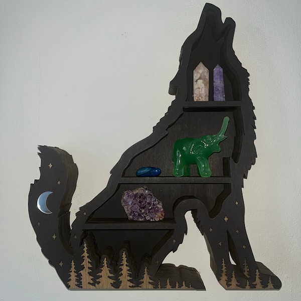 Coppermoon Handmade Wolf Crystal Shelf, Wolf Shelf, Wolf Wall Art, Wolf ...