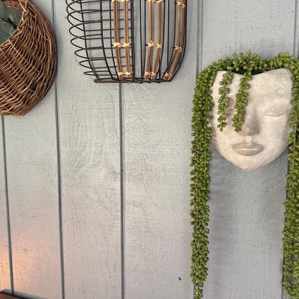 Face Concrete Wall Planter - Etsy