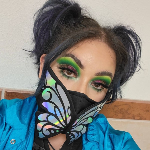 Holographic 3D Butterfly Face Mask | Reflective Fashion | Statement ...