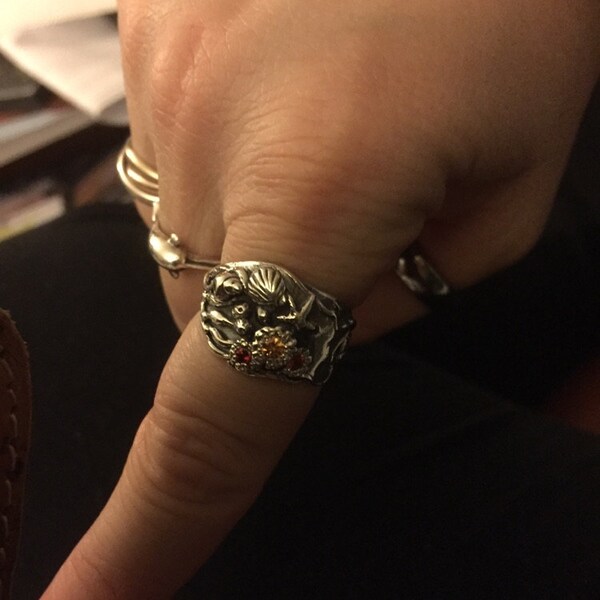 Ocean Ring Silver Tide Pool Ring With Gemstones Ocean Jewelry Shell ...