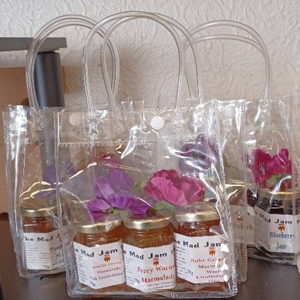 100x Clear PVC Wedding Plastic Favor Bags With Handle and Personalised ...