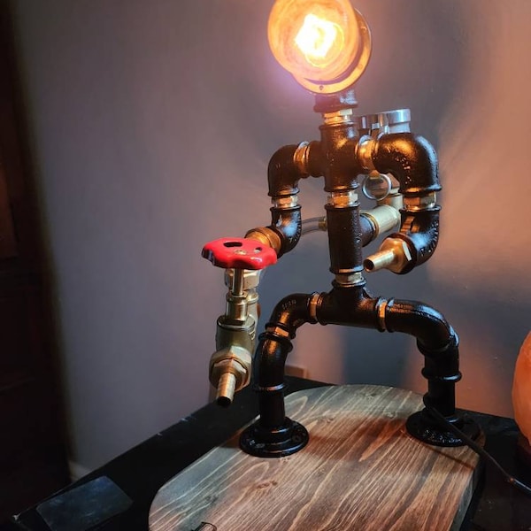 Pipeman Desk Lamp, Robot Lamp, Home Decor, Gift for Him, Edison ...
