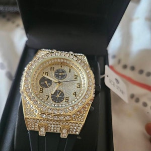 Women's 40mm Silver Iced Out Watch Solitaire Bezel With Bling-ed Roman ...