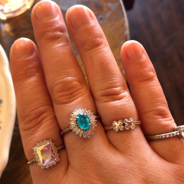 Victoria Paraiba Tourmaline Engagement Ring in 925 Sterling Silver- Art ...