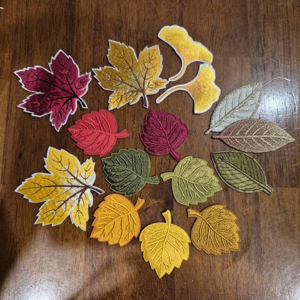 Autumn Leaves Flaming Fall Embroidered Patches Iron on Set - Etsy