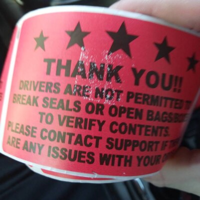 300 Customized Personalized Delivery Driver Sticker Label Seal Tamper ...