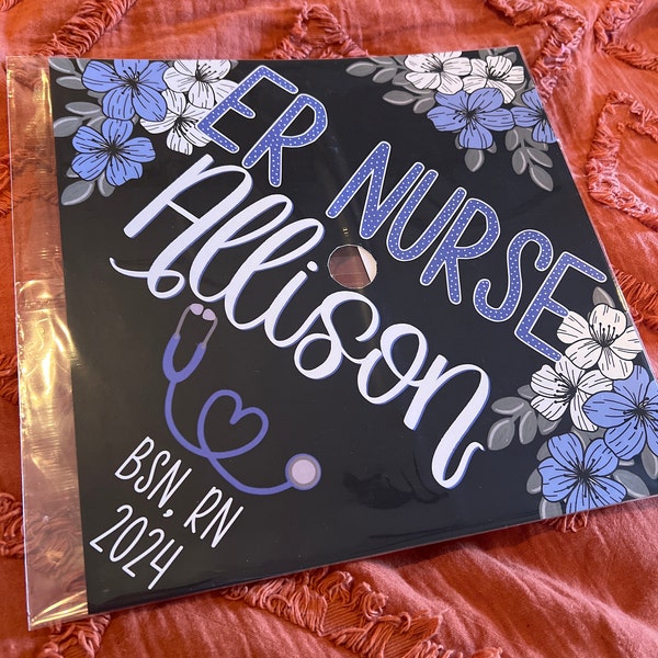Custom "cherry Blossom Bsn" Graduation Cap Topper, Nursing Graduation ...