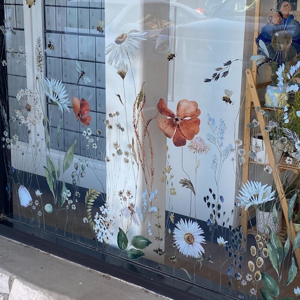 2x Wild Flower Shop Window Decal Corners for Business and Retail ...