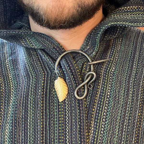 Hand-forged Curled Steel Medieval Brooch With Gold or Silver Leaf ...