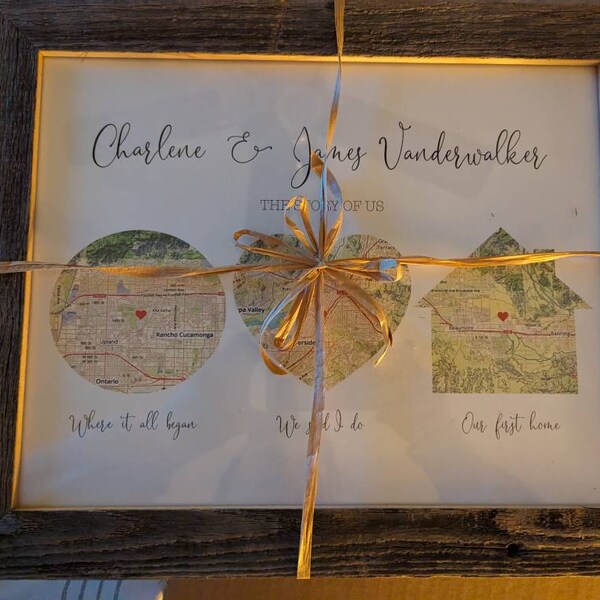 Unique Wedding Gift for Couple, Map Heart Art, Heart Map Print ...