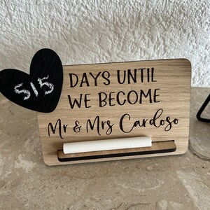 Personalised Wedding Countdown Sign, Engraved Chalk Sign, Engagement ...