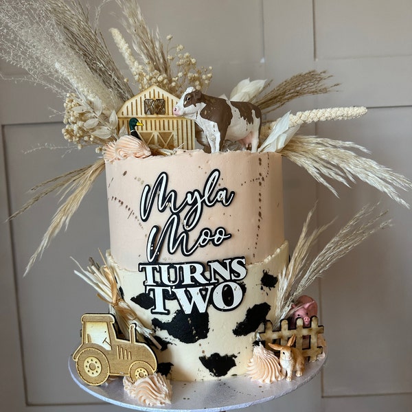 Farm Cake Topper Set Farm Yard Farm Party Birthday Wooden Cake Topper ...