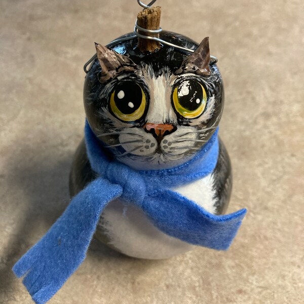 SANTA GOURD ORNAMENT, Americana Santa, Hand Painted, Dried Gourd, Gourd ...