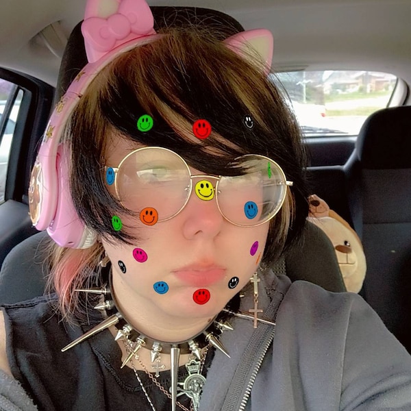 Purple Black ‘ Crystals “ Pastel Kawaii Emo Goth Choker Necklace Collar ...