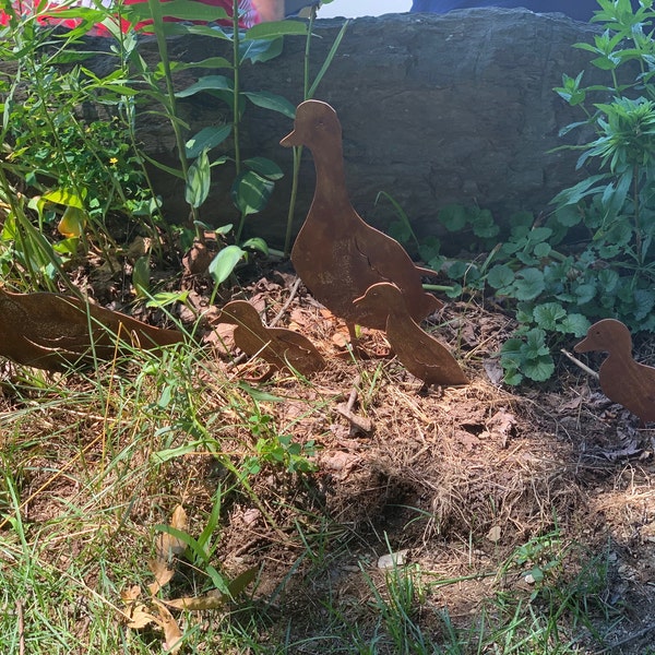 Rusty Metal Family of Ducks - Garden Ornaments - Art - Duck Gift ...