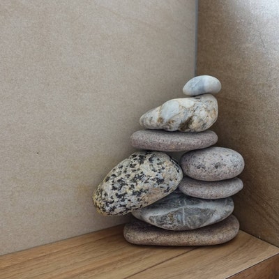 Boho Shelf Decor for Bathroom, Stacking Stones, Balancing Rocks, Spa ...