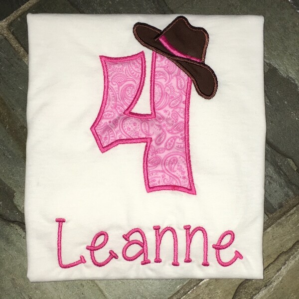 Number Four Cowboy Hat 4th Birthday Applique Machine Embroidery Design ...