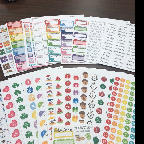 Rainbow Book Club Boxes- Reading Planner Stickers - Book Stickers ...