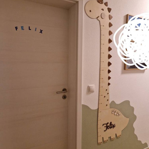 Growth Chart Board, Giraffe Growth Chart Engraved Wood Ruler, Boys Room ...