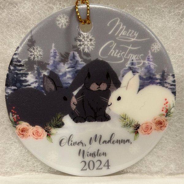 Custom Rabbit Ornament, Personalized Bunny Gift, Bunny Christmas, Gift ...