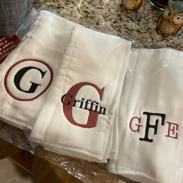 Monogrammed Burp Cloth Set Set of 3 Monogrammed Burp Cloths PICK Your ...