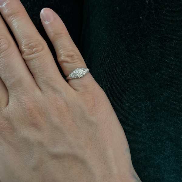 Pave Pinky Ring Lab Diamond Signet Ring Pinky Ring Women Minimalist ...