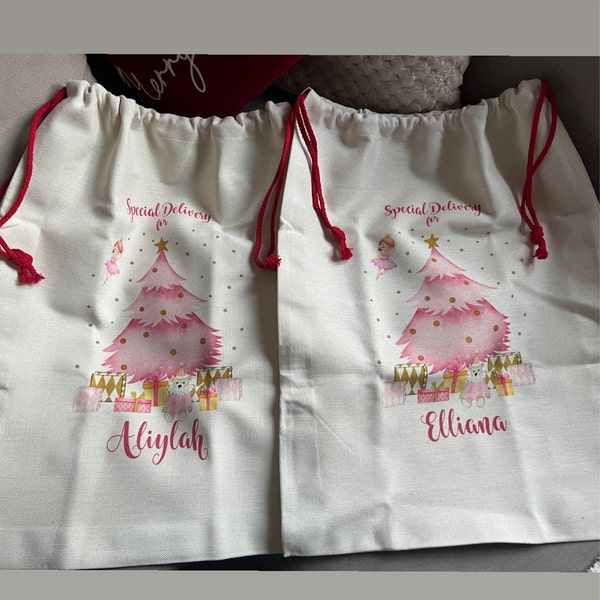 Personalised Christmas Sack Ballerina Pink, Santa Sack, Girl's ...