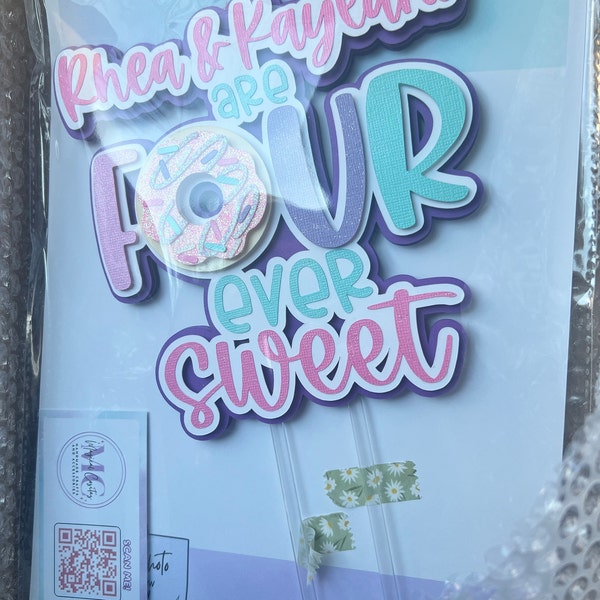Four Ever Sweet Cake Topper | 4 Ever Sweet | Donut Theme Cake Topper ...
