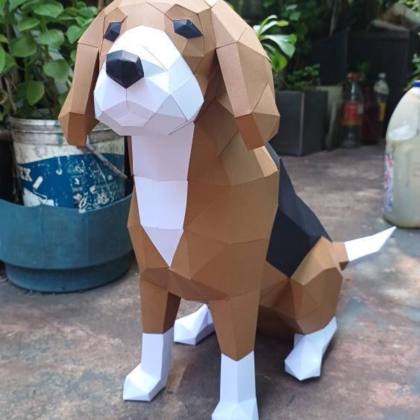 Papercraft Beagle PDF, SVG Template for Cricut Project - DIY Beagle ...