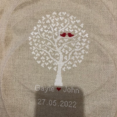Wedding Cross Stitch Pattern, Love Tree, Wedding Tree, Round, White ...