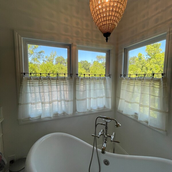 2 Vintage 16 to 24 Extendable French Paris Brass Cafe Rods 4 New Fixing ...