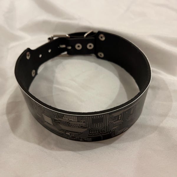 Cyber Gothic Punk Leather Choker With PCB (printed Circuit Board) Laser ...