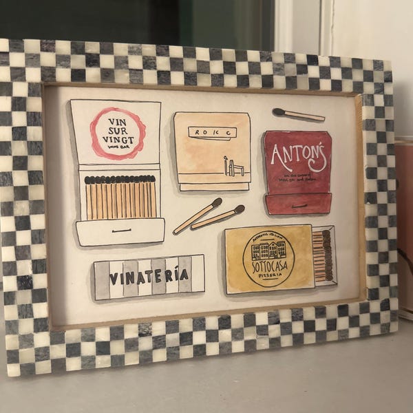 Custom Matchbook Hand-painted Watercolor Illustrations - Etsy